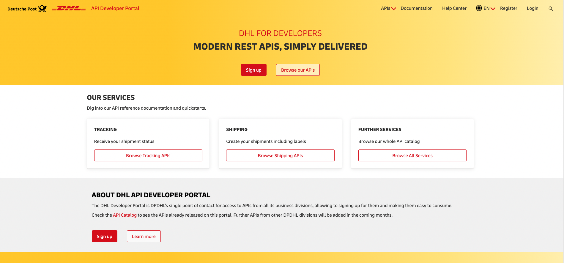 DHL API Developer Portal (2024) | DevPortal Awards